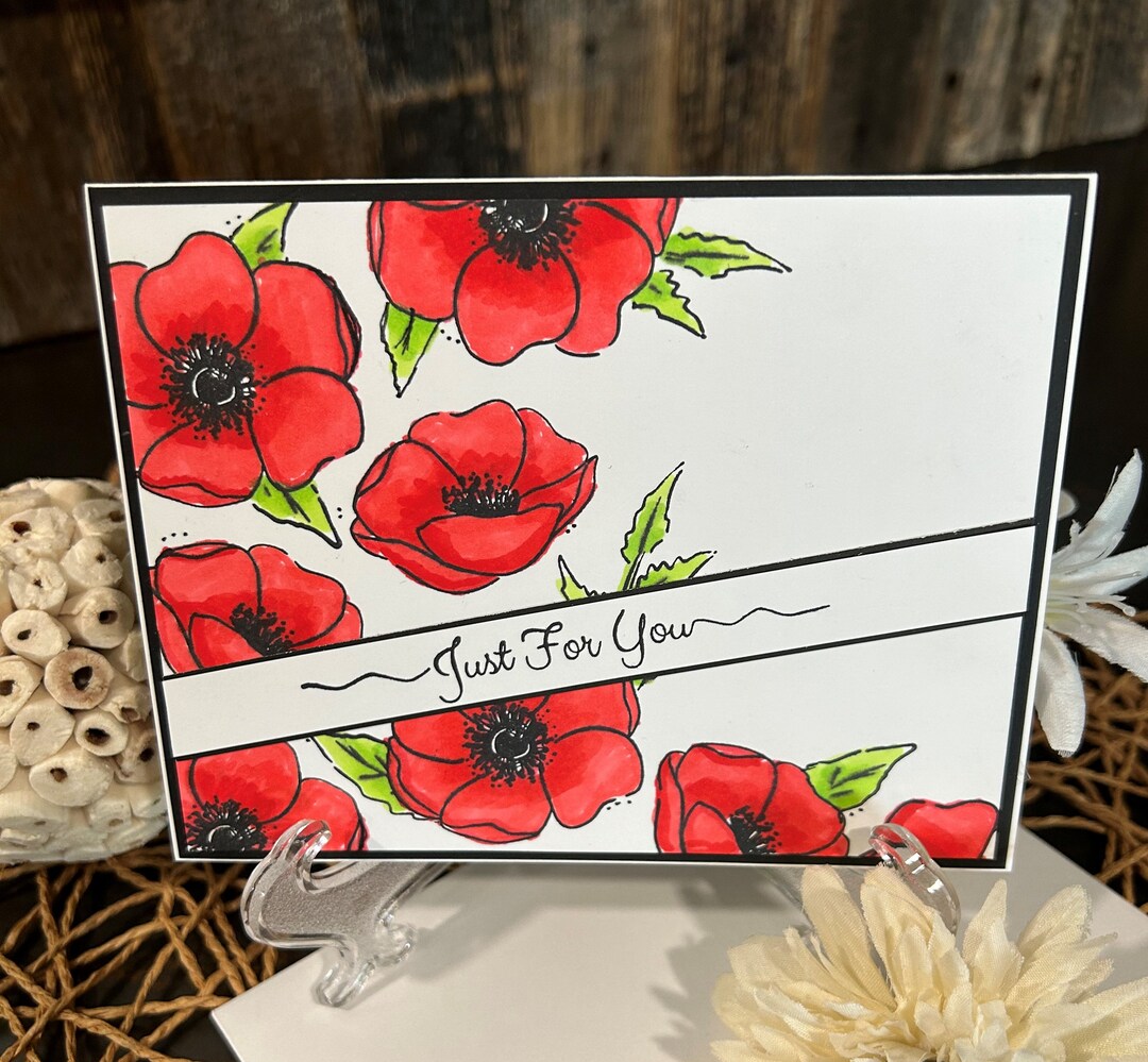 Beautiful Red Poppies OOAK Handmade All Occasion Greeting Card Stampin ...