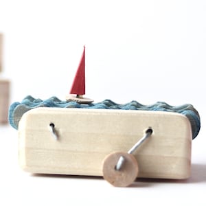 Handmade Kinetic Sculpture Wooden Sailboat Nautical Automaton Maritime ...
