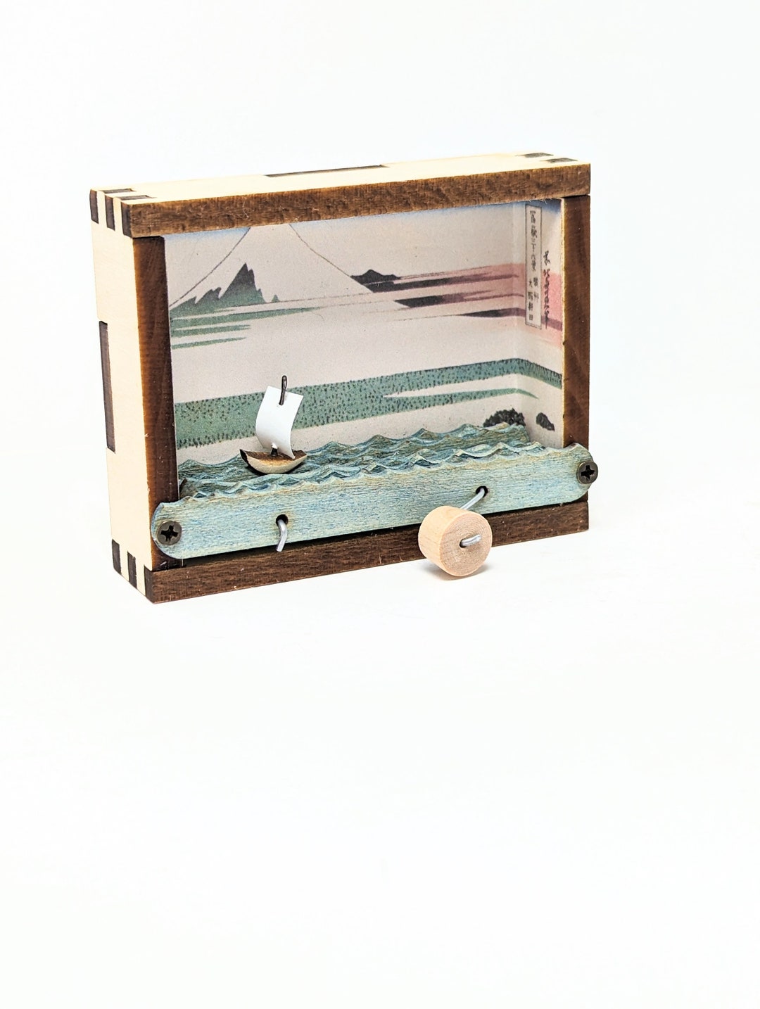Nautical Decor Japanese Woodblock Tiny Kinetic Sculpture Paper Sailboat ...