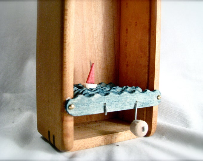 Nautical Kinetic Sailboat Automaton, Wood Boat Sculpture, Tall Wooden ...