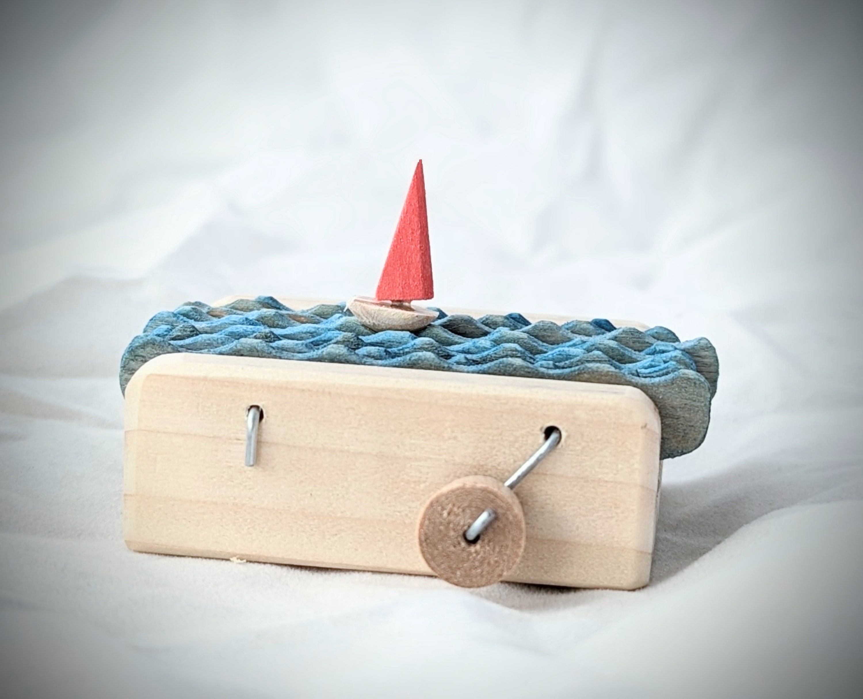 Handmade Kinetic Sculpture Wooden Sailboat Nautical Automaton Gift for ...