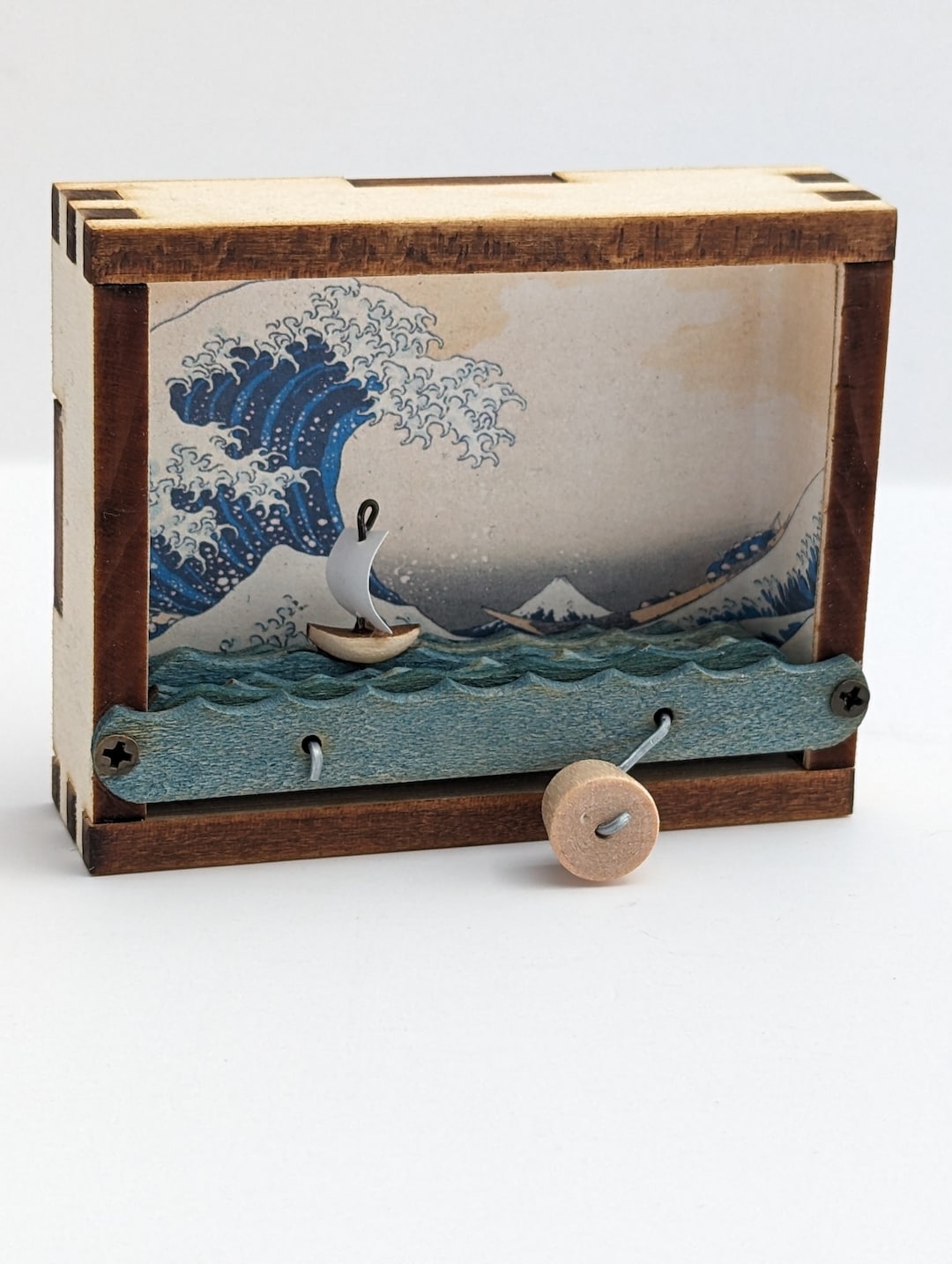 Great Wave Illustration Kinetic Sculpture Sailboat Automaton Hokusai ...