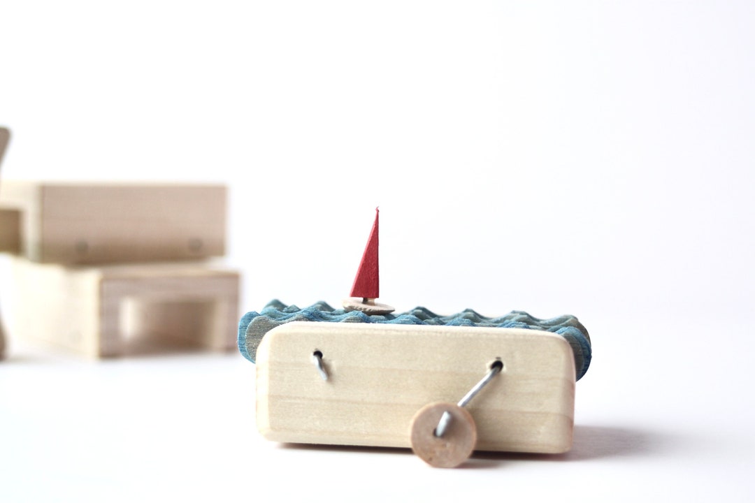 Handmade Kinetic Sculpture Wooden Sailboat Nautical Automaton Gift for ...