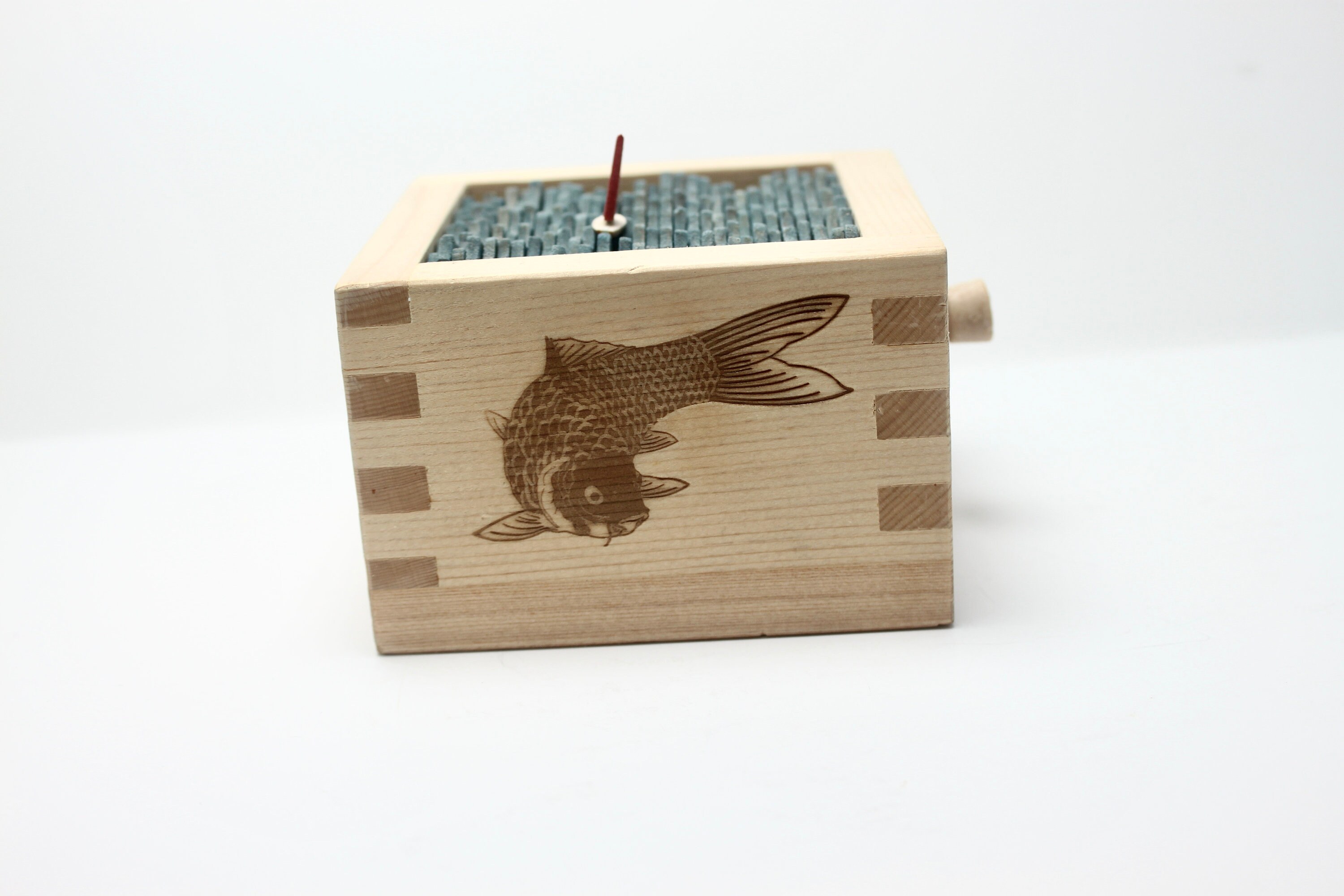 Wood Koi Fish Sake Box Nautical Decor Automaton Kinetic Art Sailboat ...