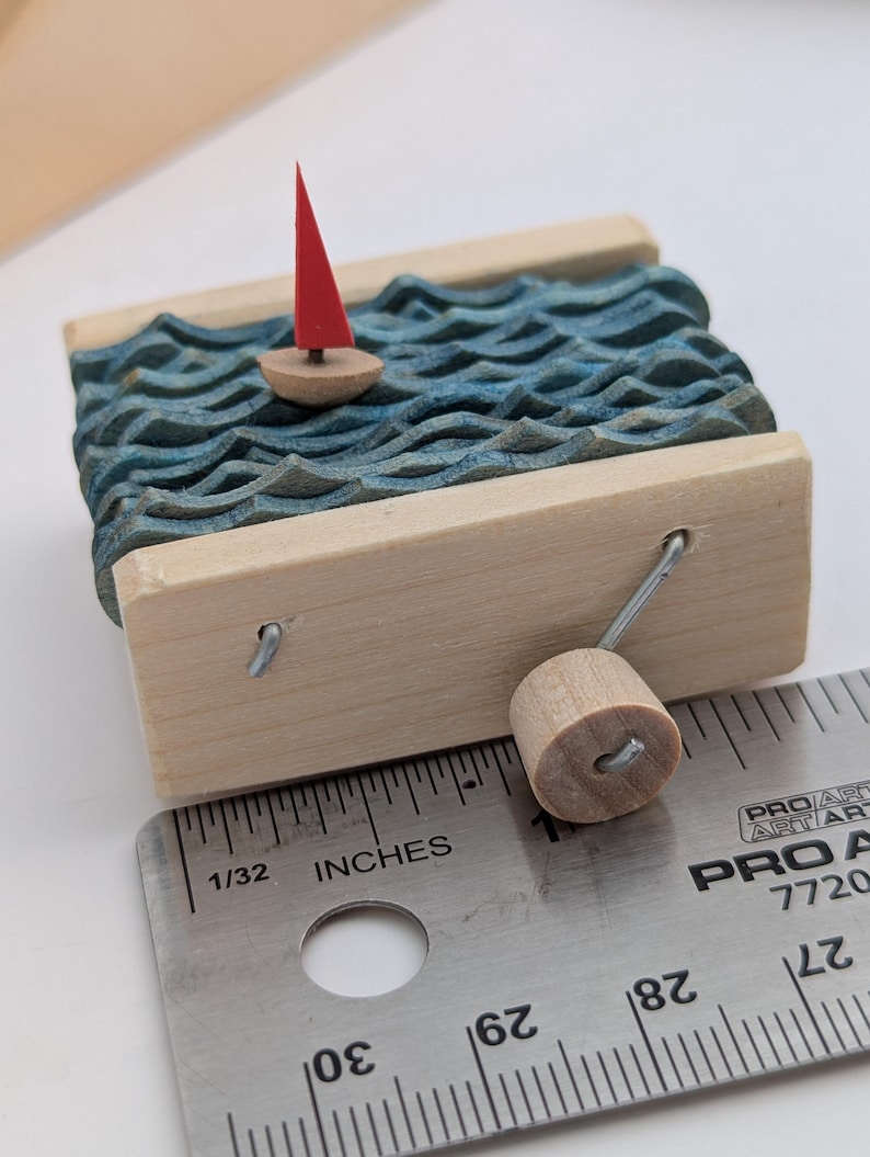 Handmade Kinetic Sculpture Wooden Sailboat Nautical Automaton Maritime ...