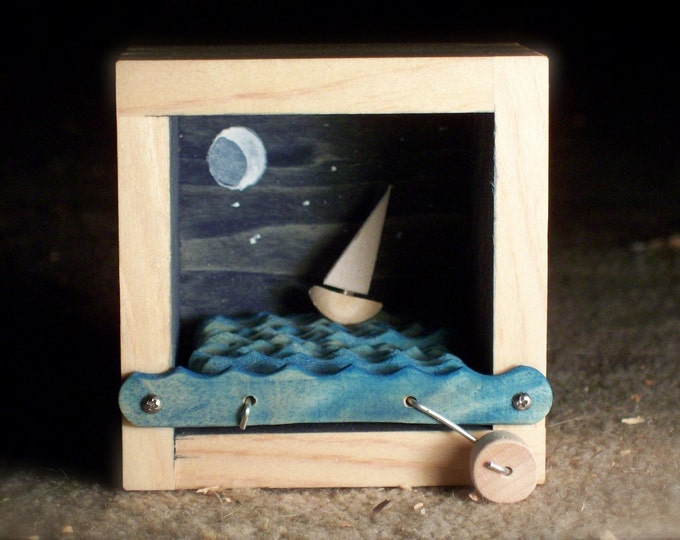 Night Ship Wooden Sailboat Automaton - Etsy
