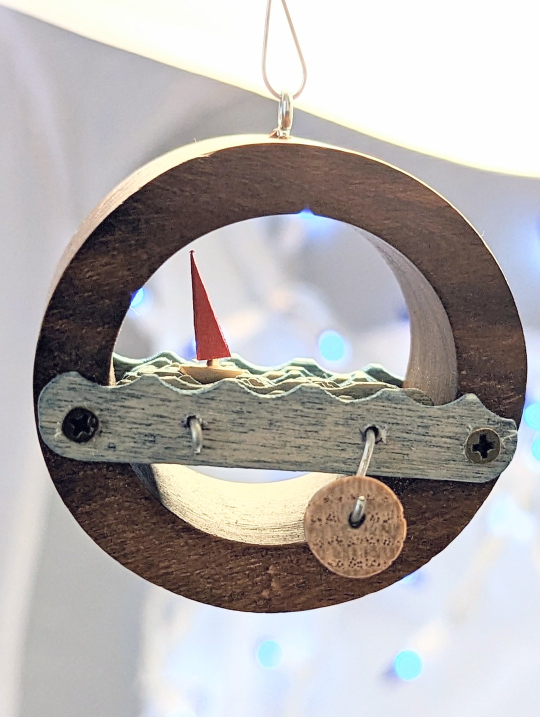 Christmas Ornament Handmade Wooden Sailboat Automaton Kinetic Sculpture ...