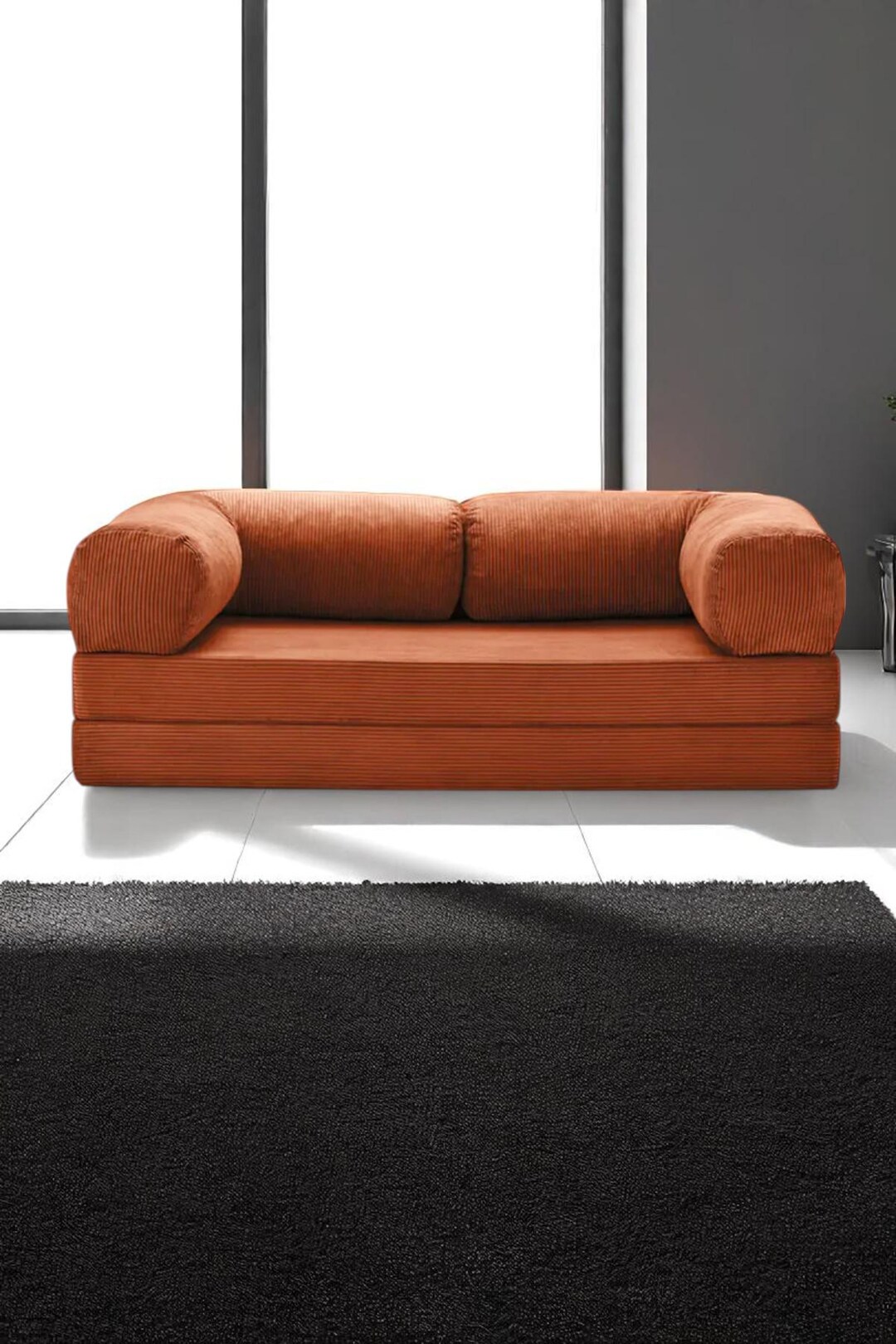 Terracotta Modular Floor Sofa Set - 2-piece Velvet Lounge Seating for ...