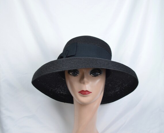 Black Lampshade Hat With Ribbon Band / Retro Lampshade Style | Etsy