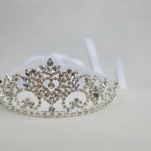 Silver Rhinestone Tiara / Flower Girl Tiara / Heart Shaped Rhinestone ...