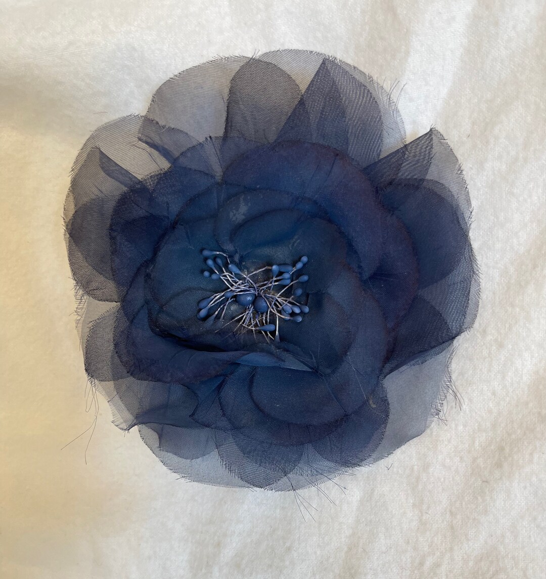 Vintage Navy Blue Silk Hat Pin / Vintage Flower Hat Pin / One of A Kind ...
