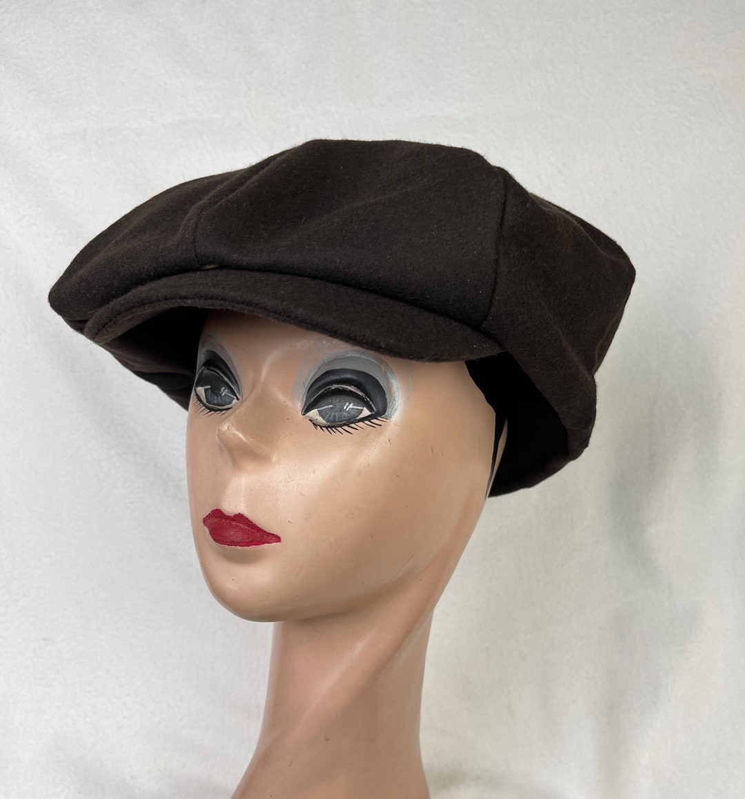 Dark Brown Wool News Boy Cap / Peaky Blinders Cap / Oversized 8-panel ...