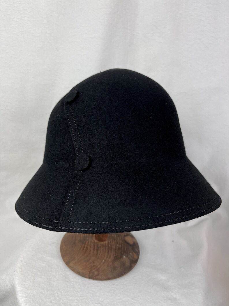 Black Wool Felt Downturned Flared Brim Cloche Hat With - Etsy