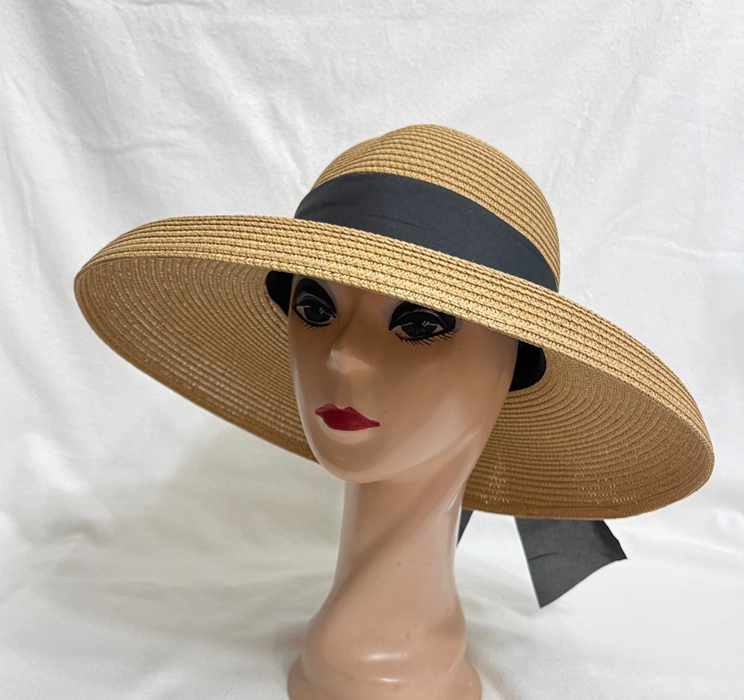 Bronze Straw Lampshade Hat With Black Ribbon Band & Bow / Lampshade ...