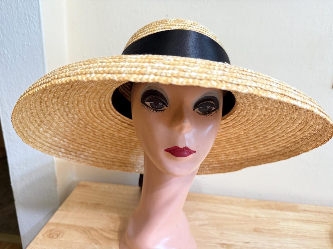 Wide Brim Wheat Straw 5 Inch Brim Hat: Audrey Hepburn Style, Removable ...