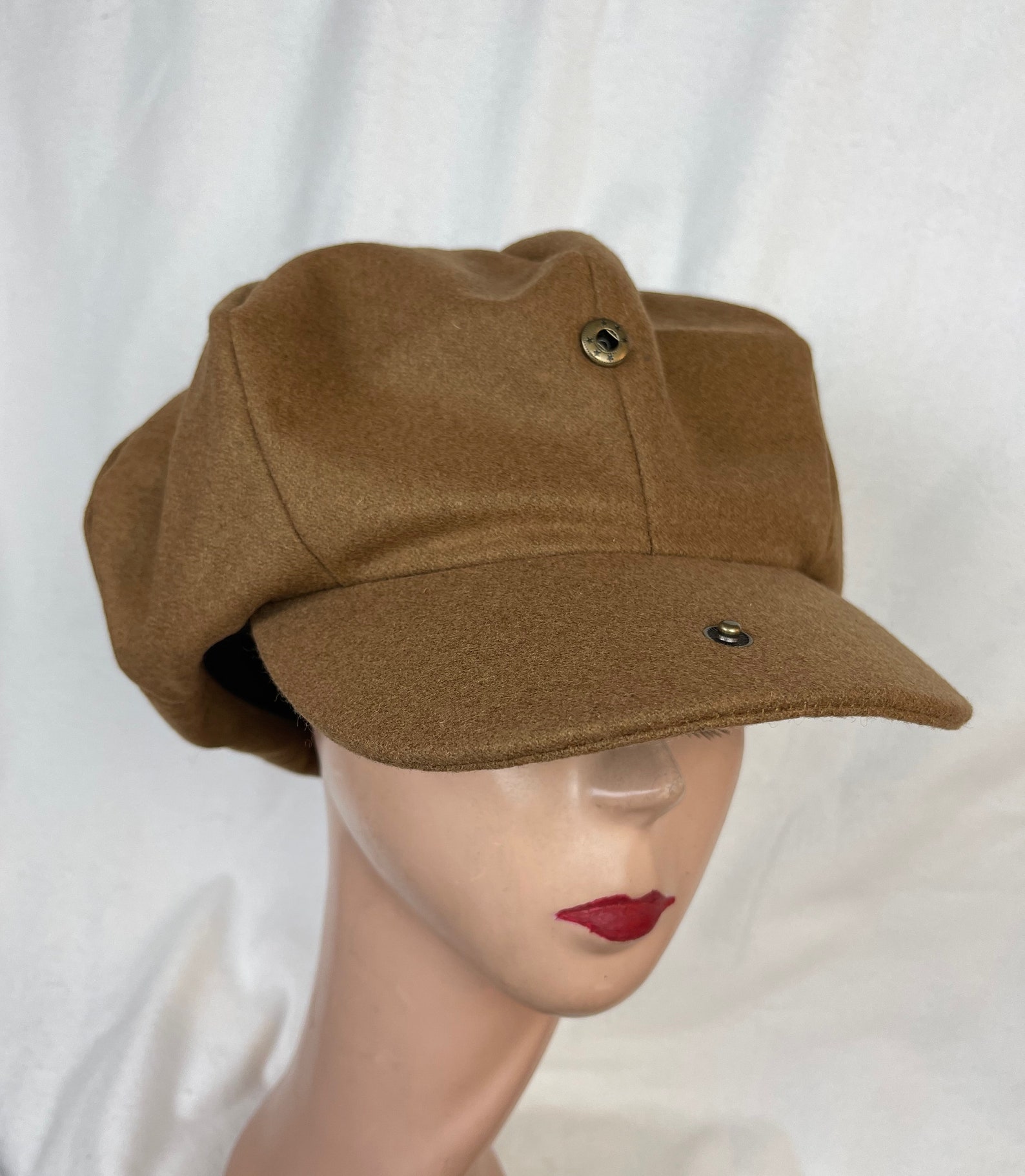 Camel Wool News Boy Cap / Retro Peaky Blinders Cap / Oversized - Etsy