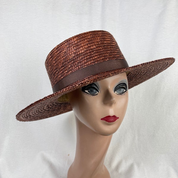 Straw Boater Hat - Etsy
