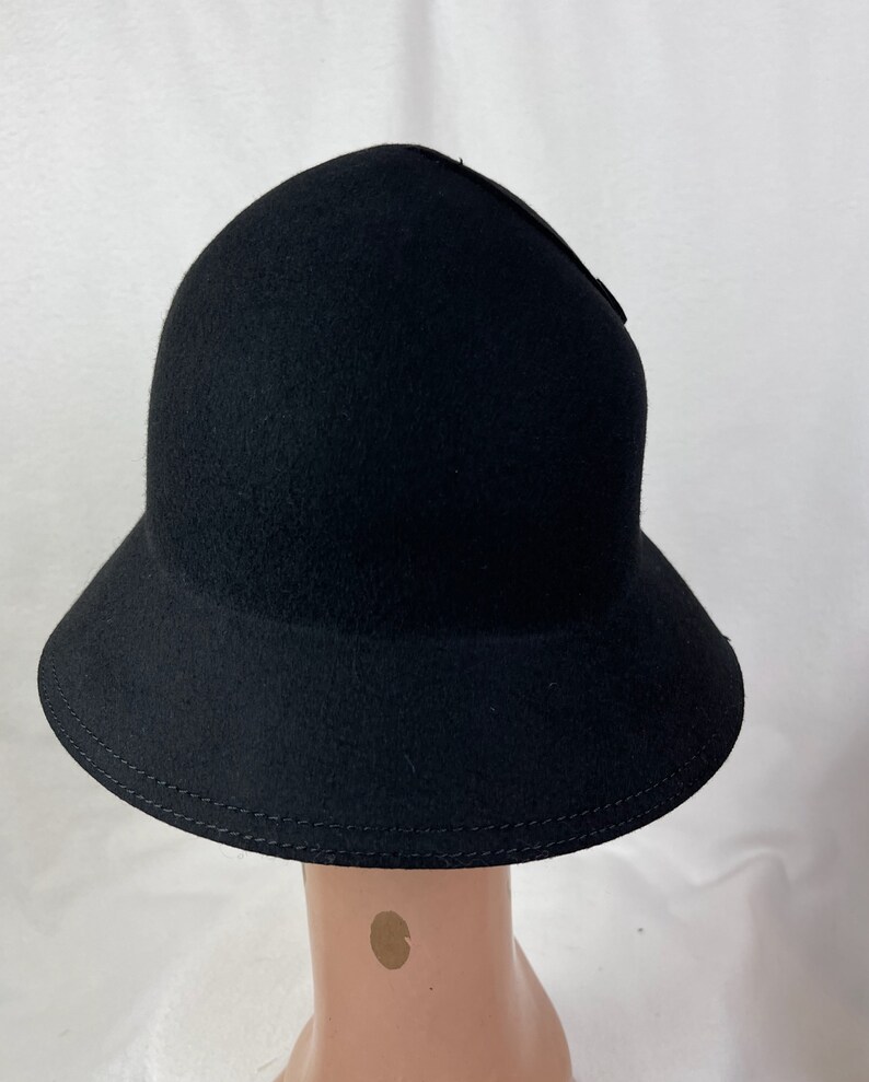 Black Wool Felt Downturned Flared Brim Cloche Hat With - Etsy