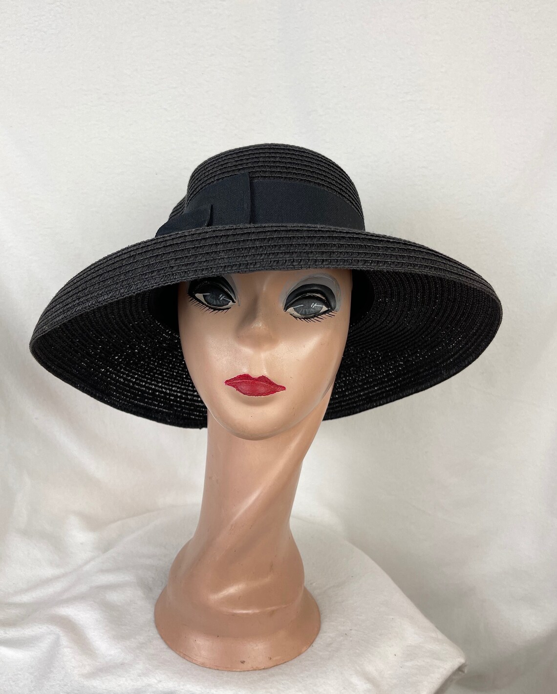 Black Lampshade Hat With Ribbon Band / Retro Lampshade Style - Etsy