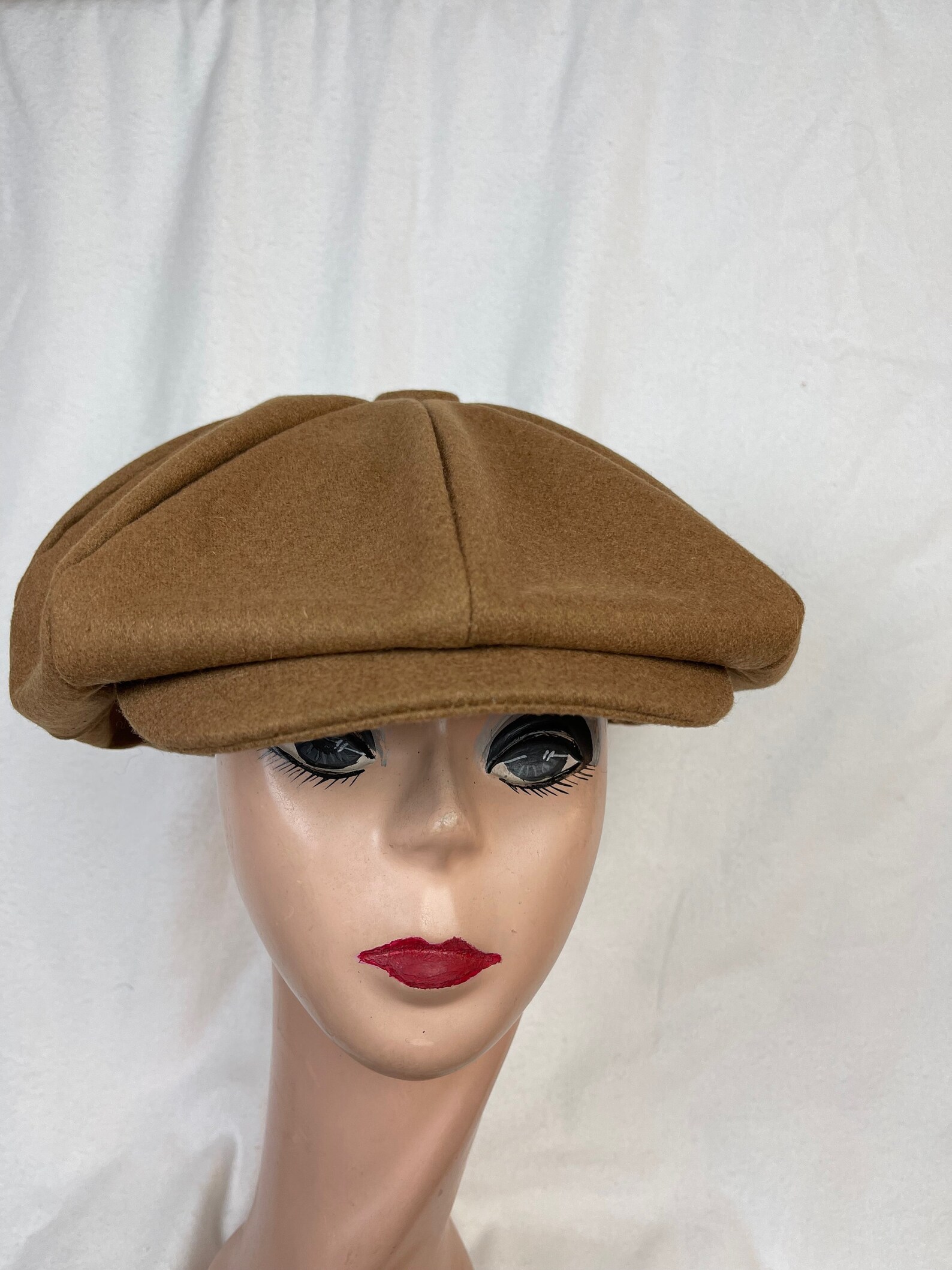 Camel Wool News Boy Cap / Retro Peaky Blinders Cap / Oversized - Etsy