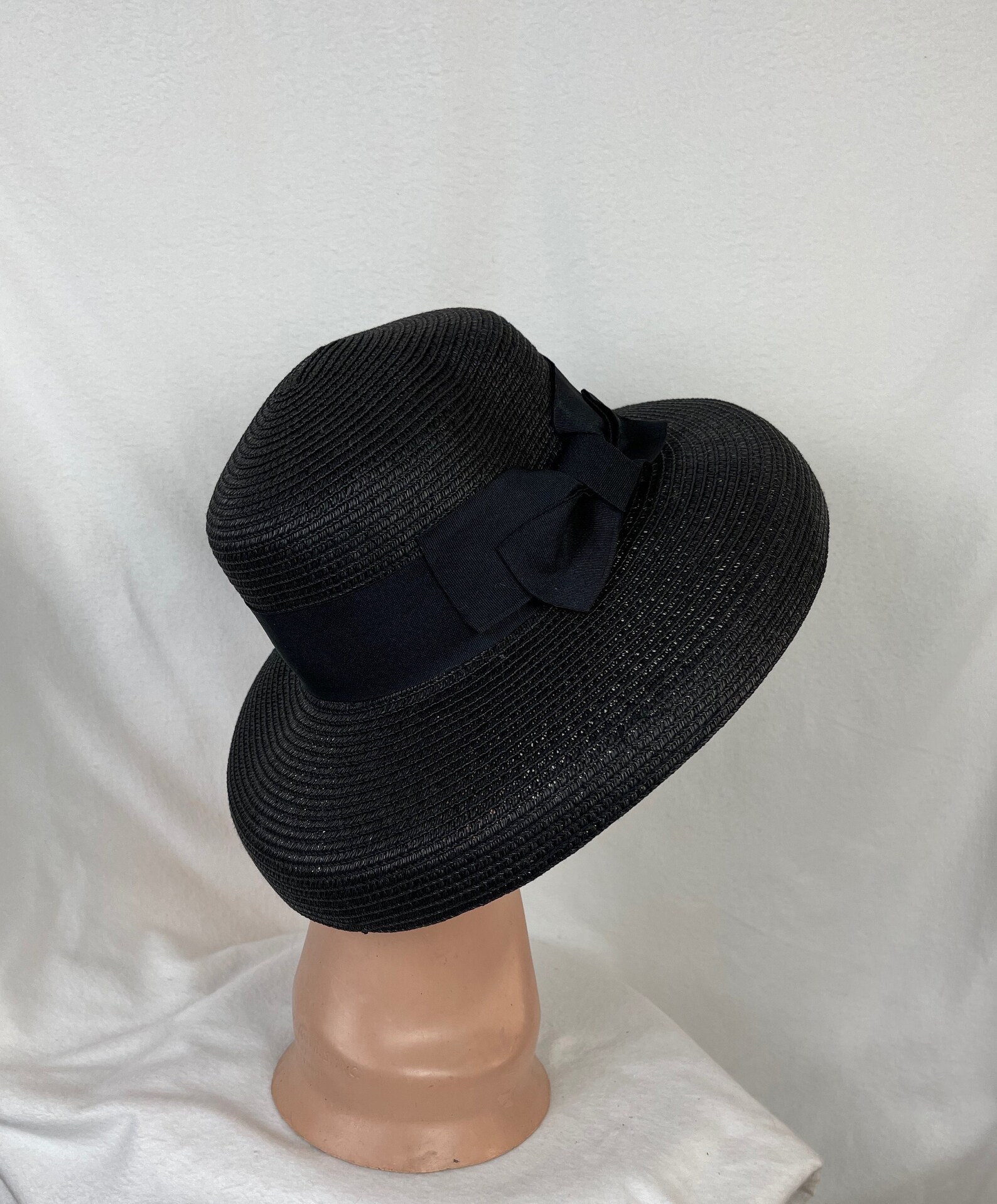Black Lampshade Hat With Ribbon Band / Retro Lampshade Style - Etsy