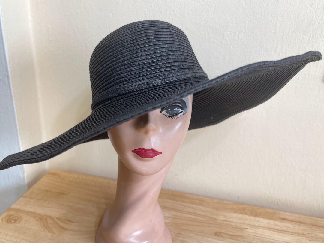 5.5 Inch Brim Black Sun Hat With Wire Edge / Adjustable Shape Sun Hat ...