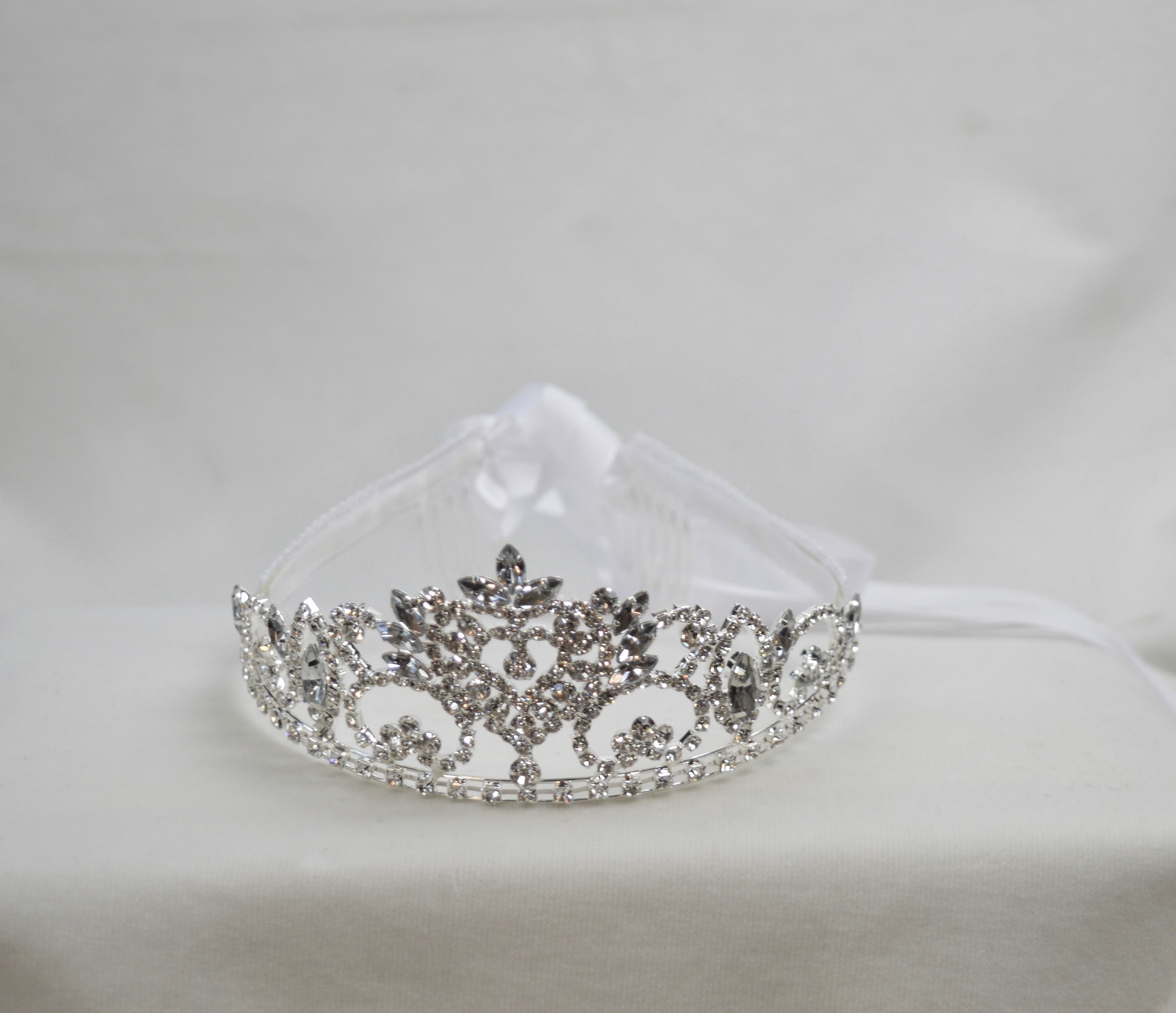 Silver Rhinestone Tiara / Flower Girl Tiara / Heart Shaped | Etsy