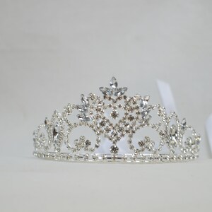 Silver Rhinestone Tiara / Flower Girl Tiara / Heart Shaped Rhinestone ...