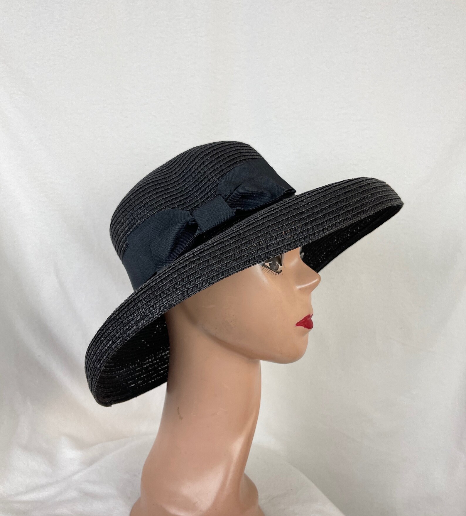Black Lampshade Hat With Ribbon Band / Retro Lampshade Style - Etsy