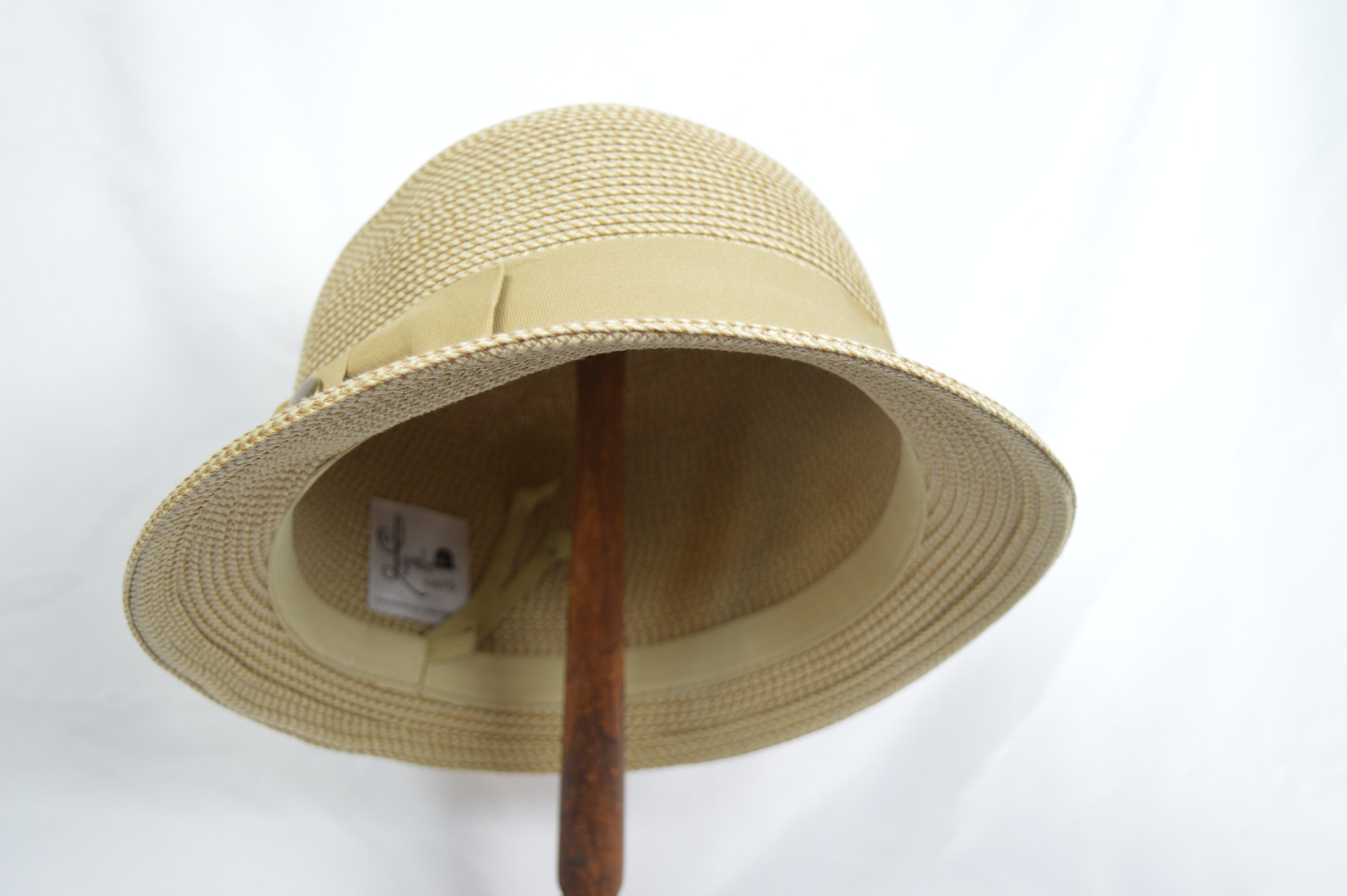 Slanted Brim Tan Cloche Hat With Bow / Vintage Inspired | Etsy