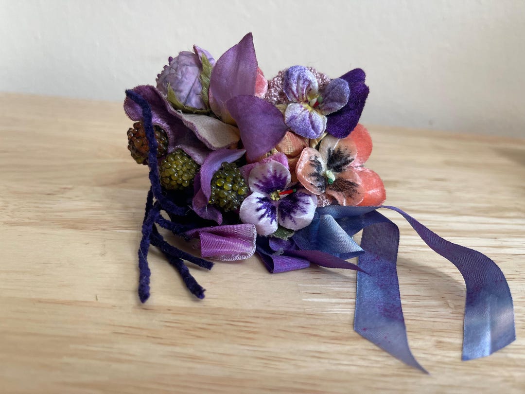 Vintage Assorted Flower Hat Pin With Pansy's and Berries / One of A ...