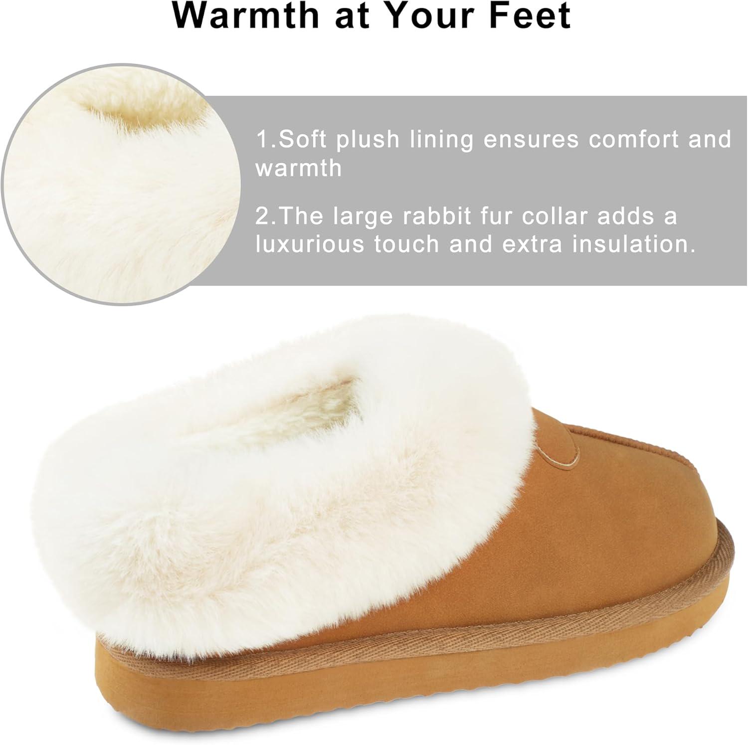 Women's Fuzzy Memory Foam Slippers Fluffy Slip on Cozy Warm Winter ...