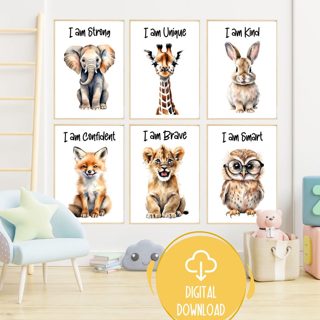 Safari Affirmations for Kids – Set of 3 Cheerful Prints for Wild ...