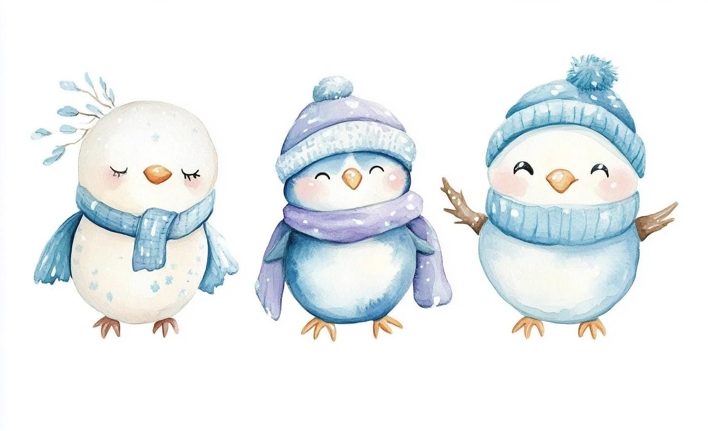 46 PNG Funny Winter Animals Clipart Bundle, Xmas Winter Wonderland ...