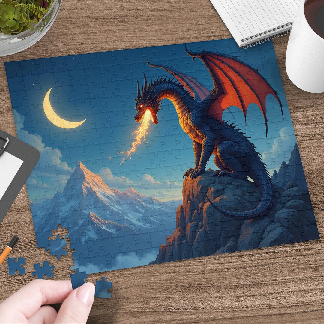 Majestic Dragon Jigsaw Puzzle 252 Pieces, Fantasy Art Puzzle for Adults ...