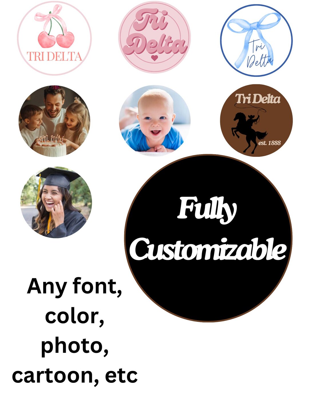 Fully Custom / Customizable Pins. Custom Image, Color, Photo, Font ...