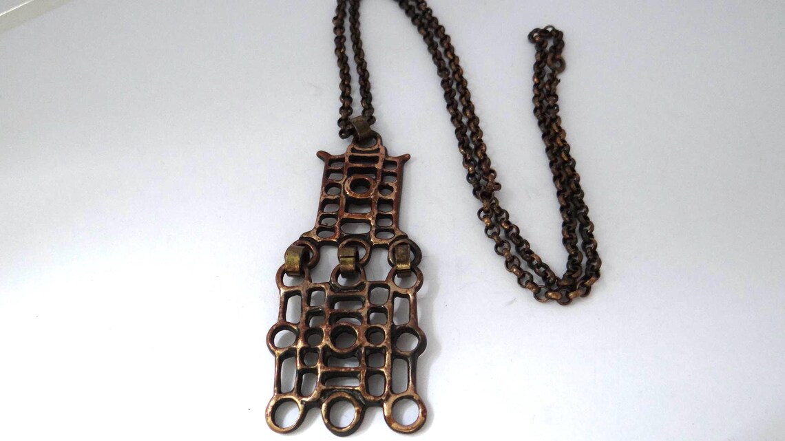 Vintage Unn TANGERUD for DAVID ANDERSEN Bronze Pendant and Chain Norway ...