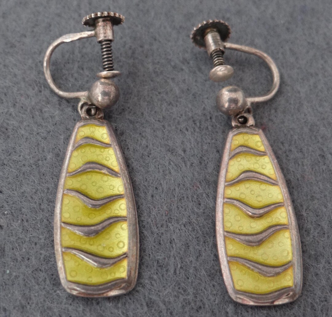 Vintage Yellow David Andersen Sterling Silver 925S and Enamel Earrings ...