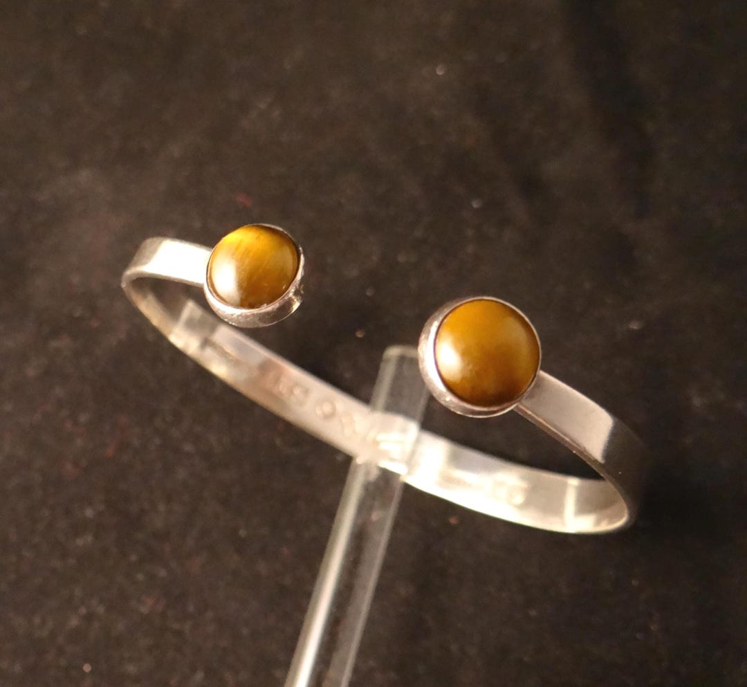Vintage Saarela Sterling Silver 925s and Tiger Eye Bangle Finland - Etsy