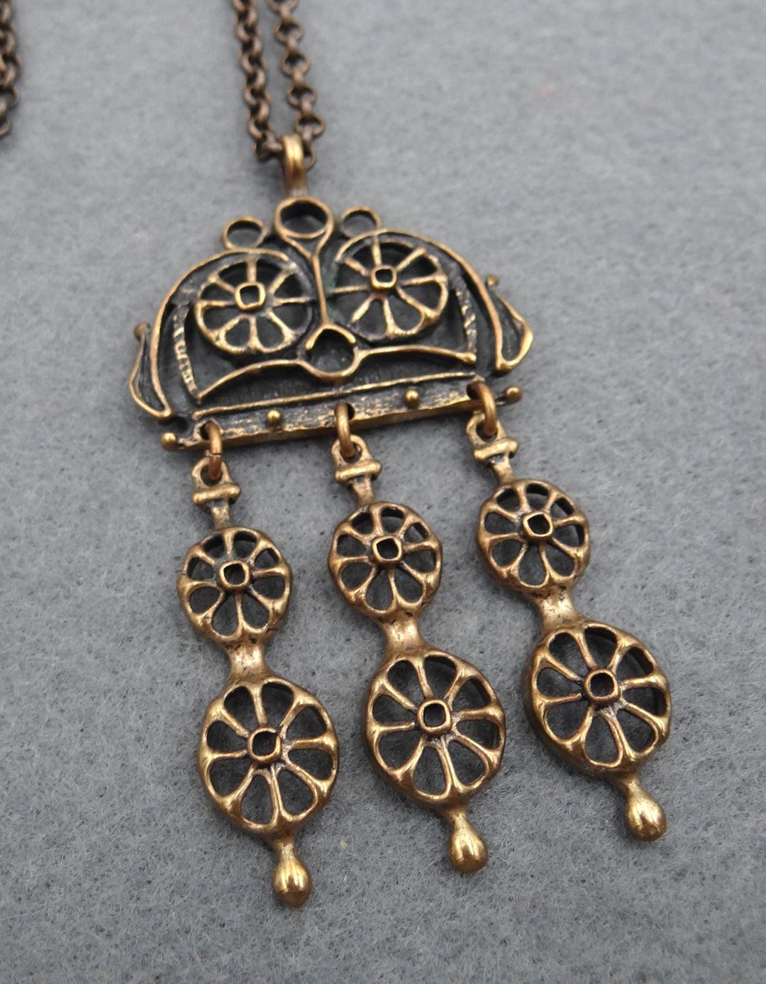 Vintage Uni David Andersen, Unn Tangerud Bronze Pendant and Chain ...
