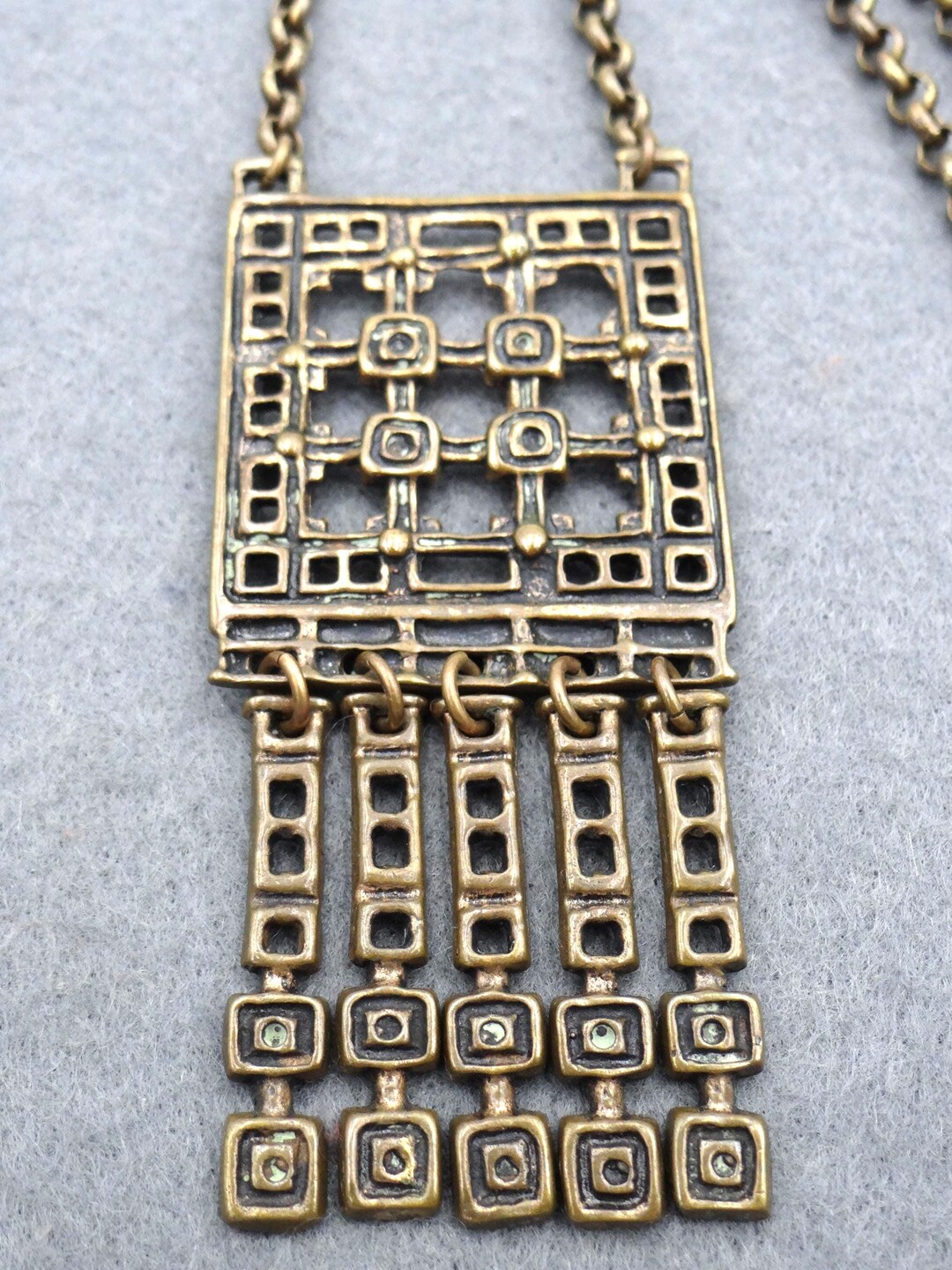 Vintage Unn Tangerud for Uni David Andersen Bronze Pendant and Chain ...