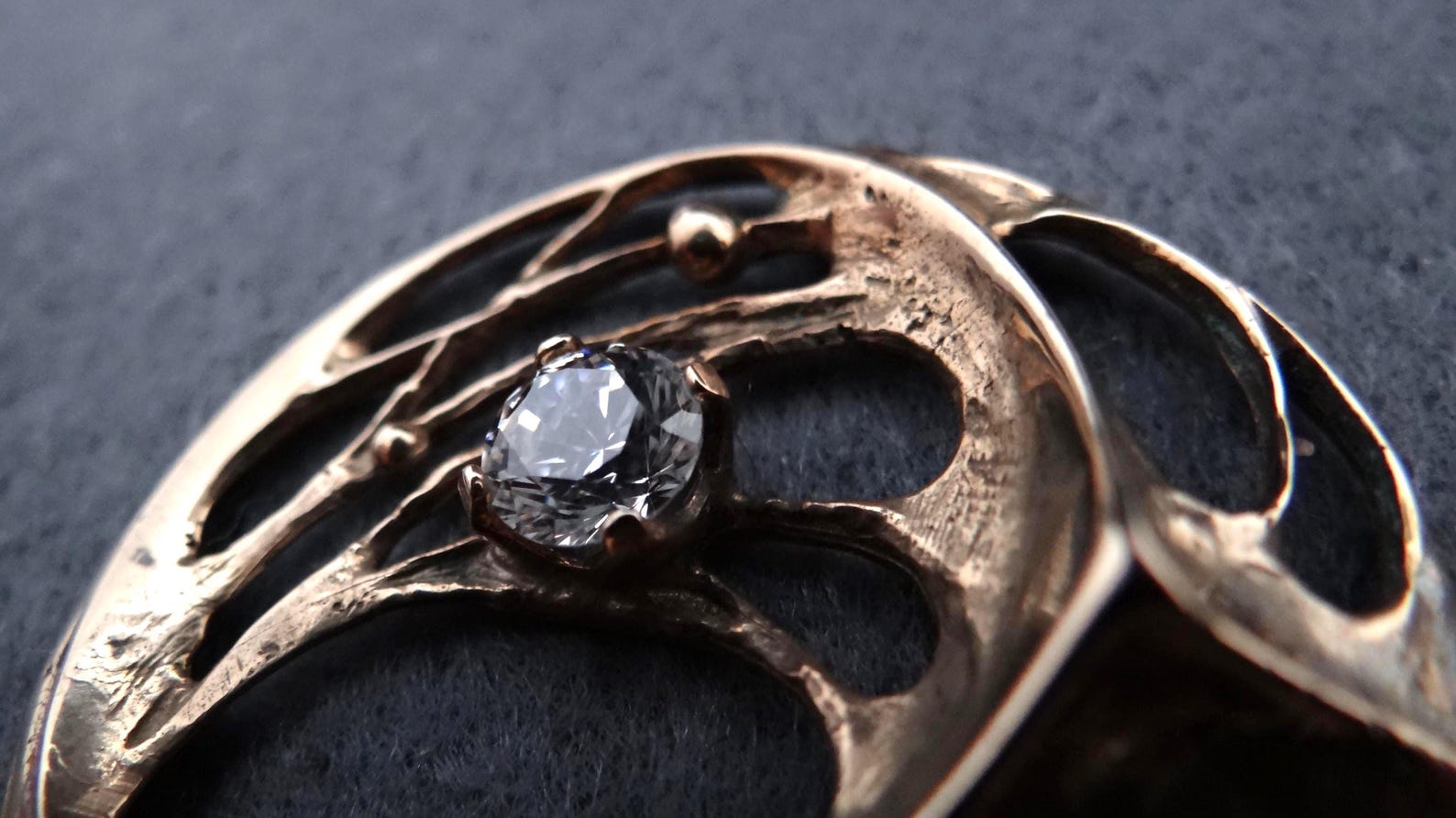 Vintage Sten and Laine Spiderweb Bronze and Rock Crystal Pendant and ...
