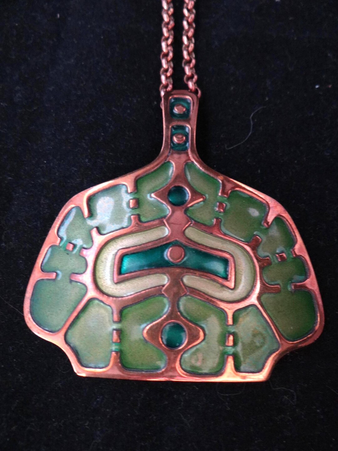 Large Vintage Unn Tangerud for David Andersen Enamelled Copper Pendant ...
