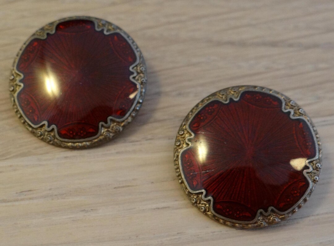 Vintage VOLMER BAHNER Sterling Silver 925S & Enamel Earrings Clips ...