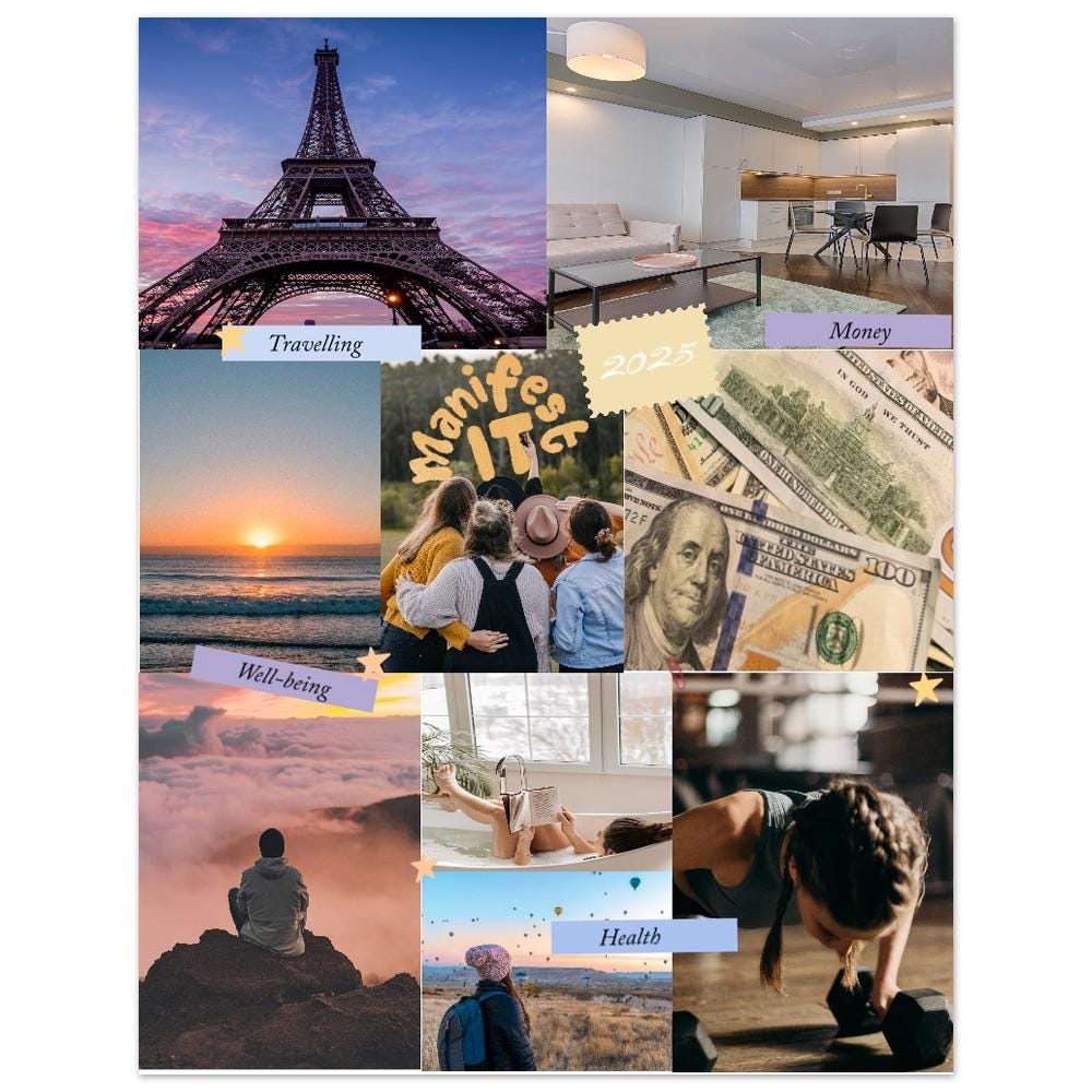 Vision Board Poster 2025 11x14, Manifestation, Law of Attraction ...