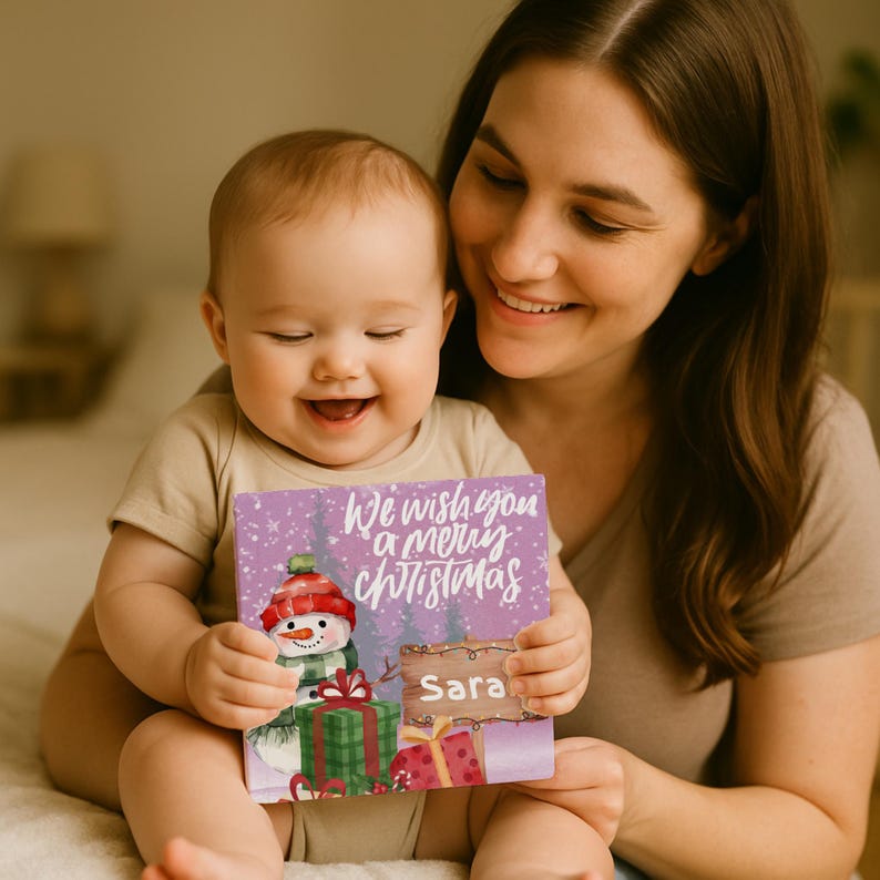 Personalized Christmas Baby Book – Custom Name Story, Santa or Snowman ...