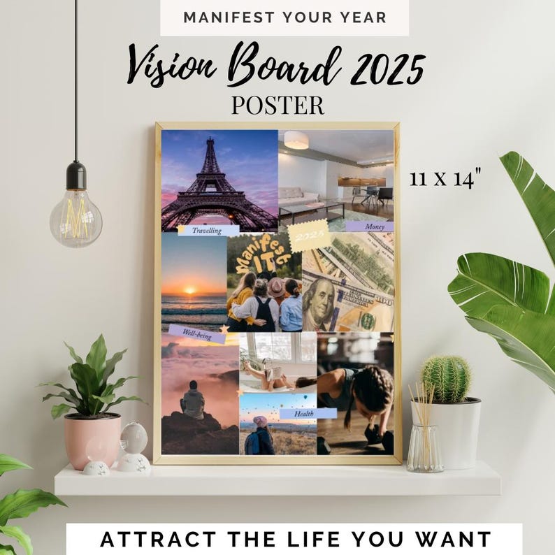 Vision Board Poster 2025 11x14, Manifestation, Law of Attraction ...