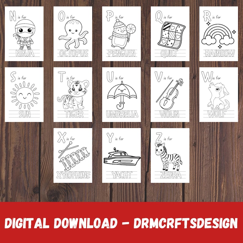 Alphabet Colouring Sheets 26 Pages, Personalised Alphabet Colouring ...