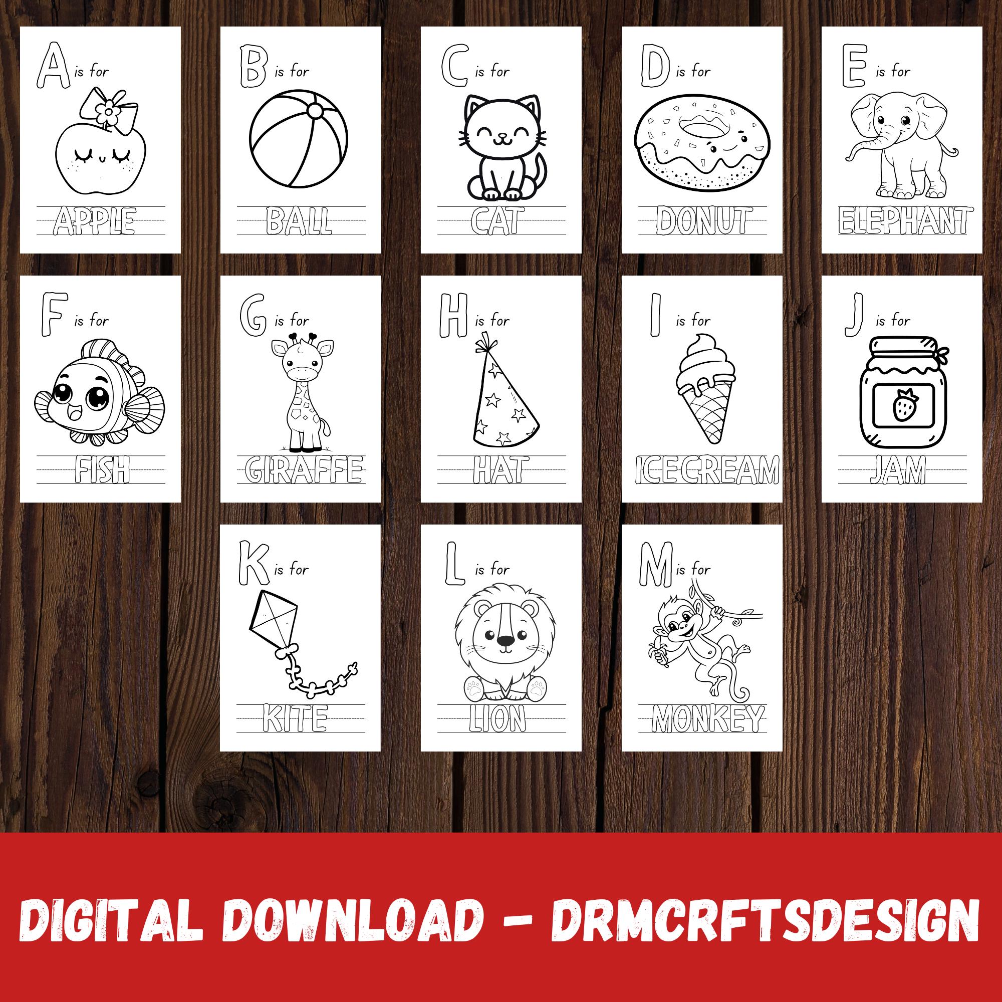 Alphabet Colouring Sheets 26 Pages, Personalised Alphabet Colouring ...