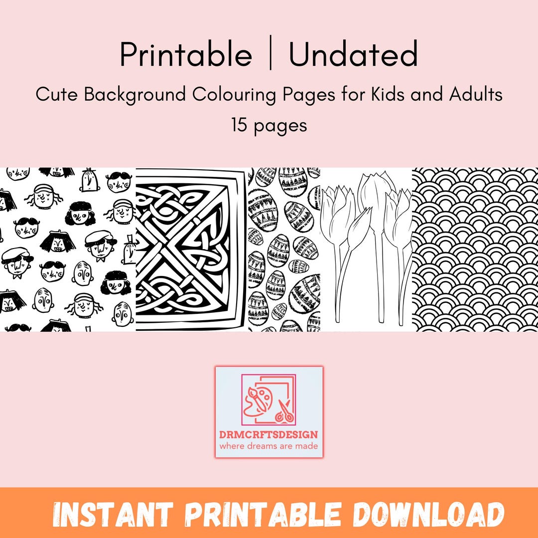 15 Cute Colouring Book Background Pages for Kids and Adults, Fun and ...